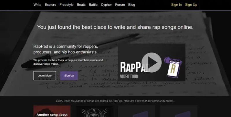 RapPad: Write and Share Rap Lyrics Online